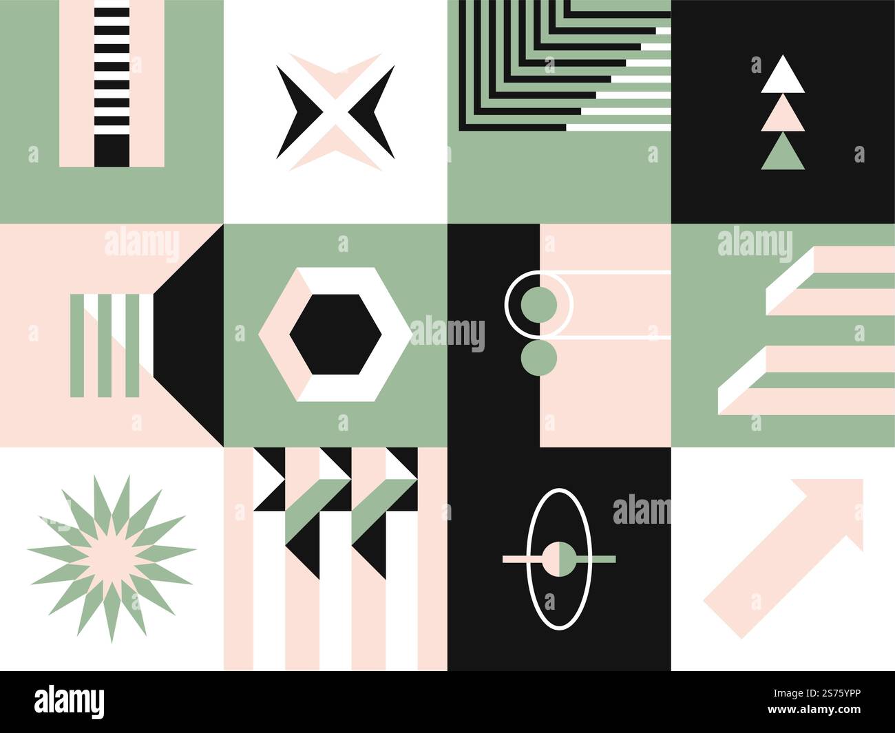 Geometric shapes and abstract forms in square, print or seamless ...