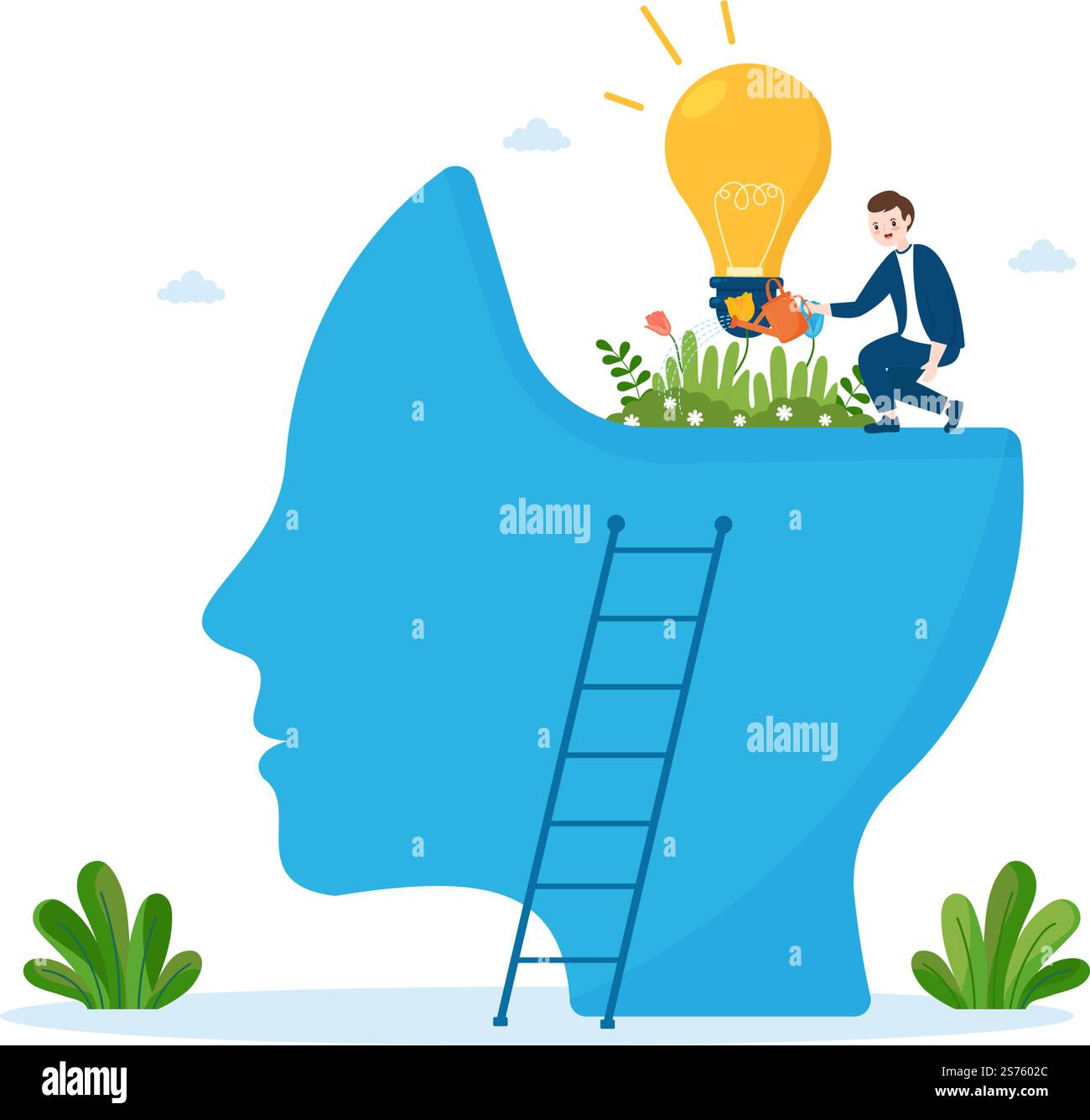 Personal Development with People Developing Mental Issues, Growth and Self Improvement as Plant ...