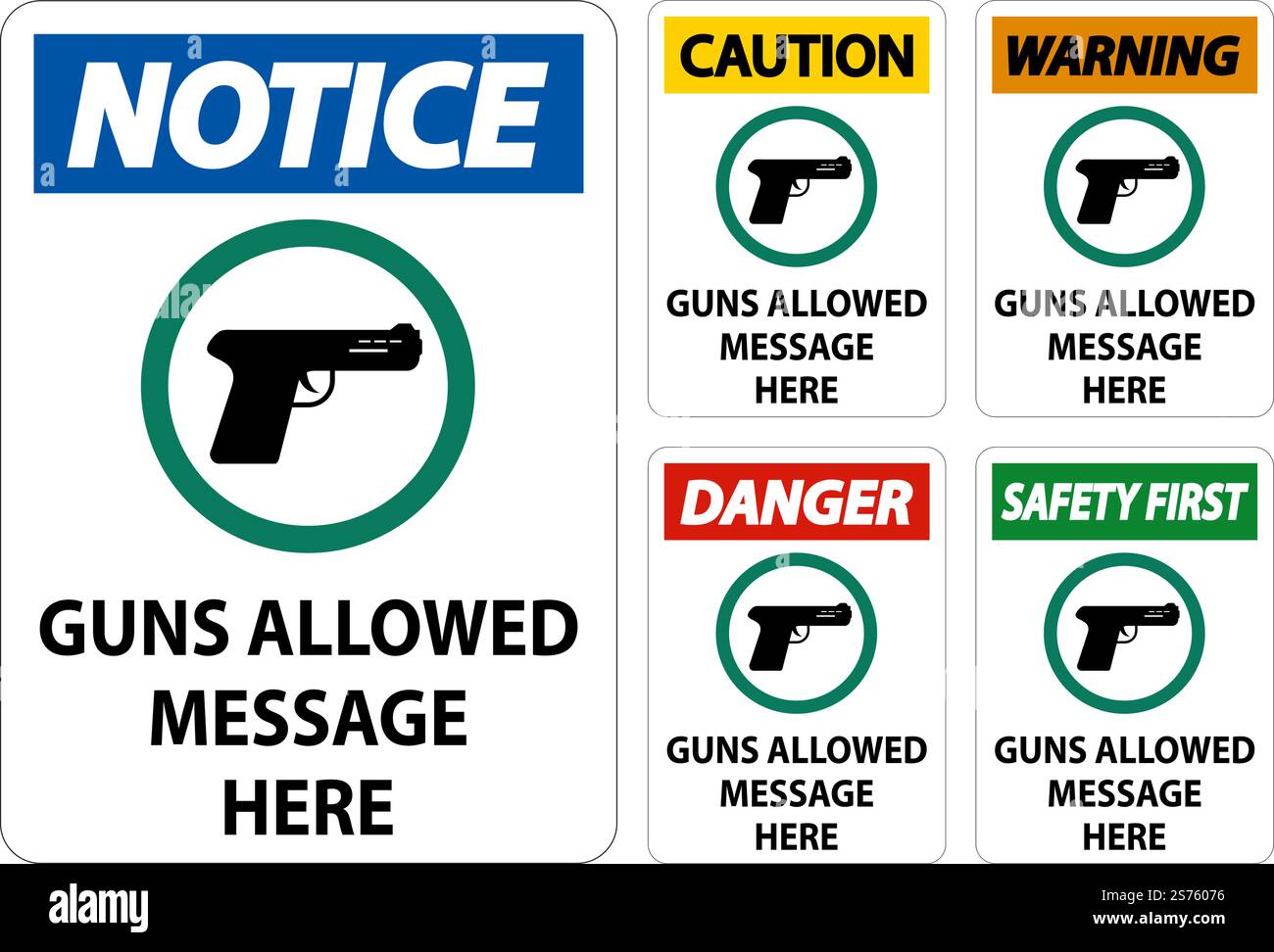 Custom Notice Firearms Allowed Sign Guns Allowed Message Here Stock ...