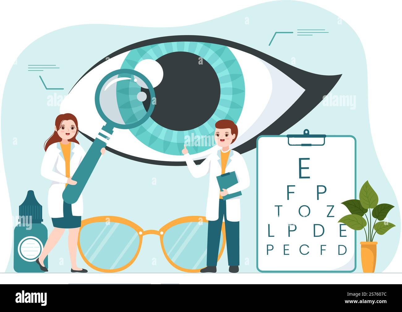 Optometrist with Ophthalmologist Checks Patient Sight, Optical Eye Test ...
