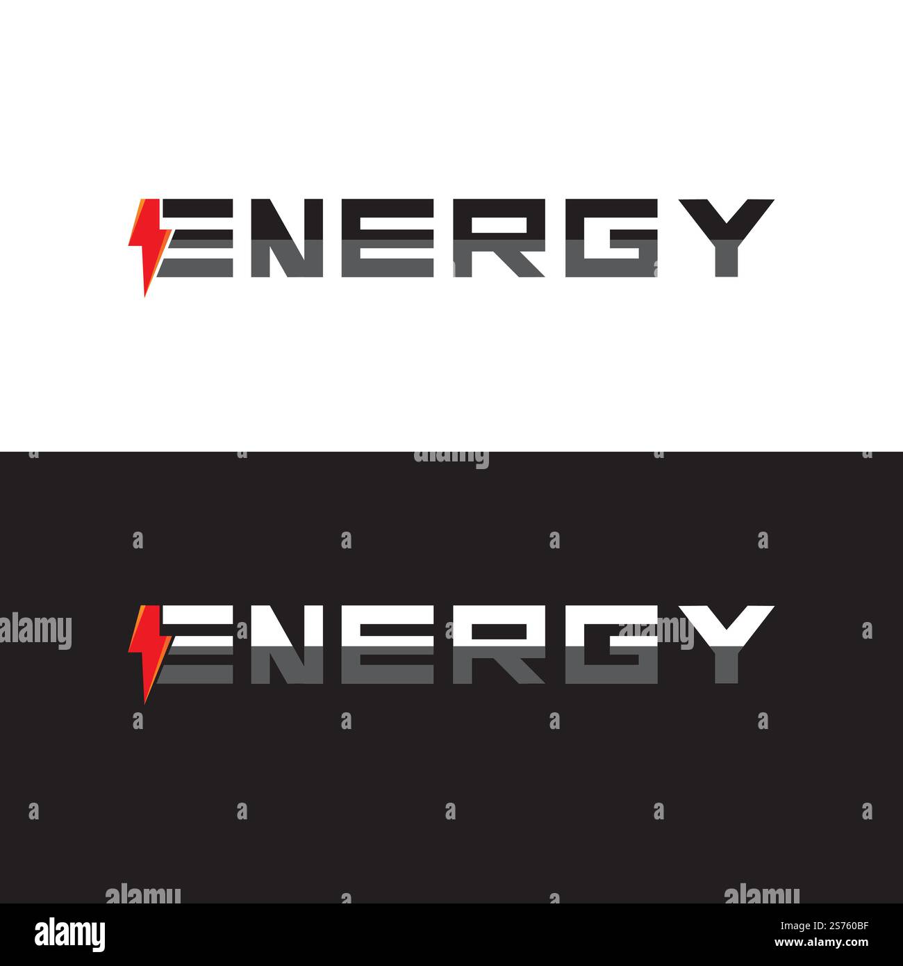 Energy text font dynamic logo with lightning - modern energy logo Stock ...