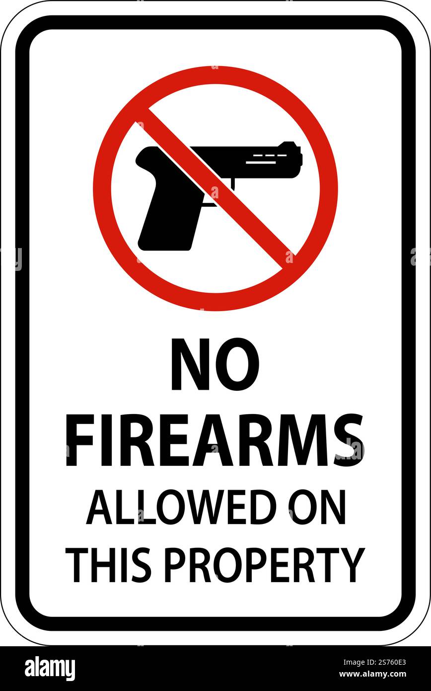 No Guns Sign No Firearms Allowed On This Property Stock Vector Image ...