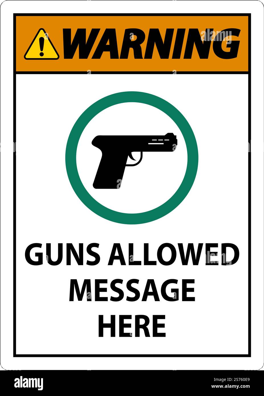 Warning Firearms Allowed Sign Guns Allowed Message Here Stock Vector ...