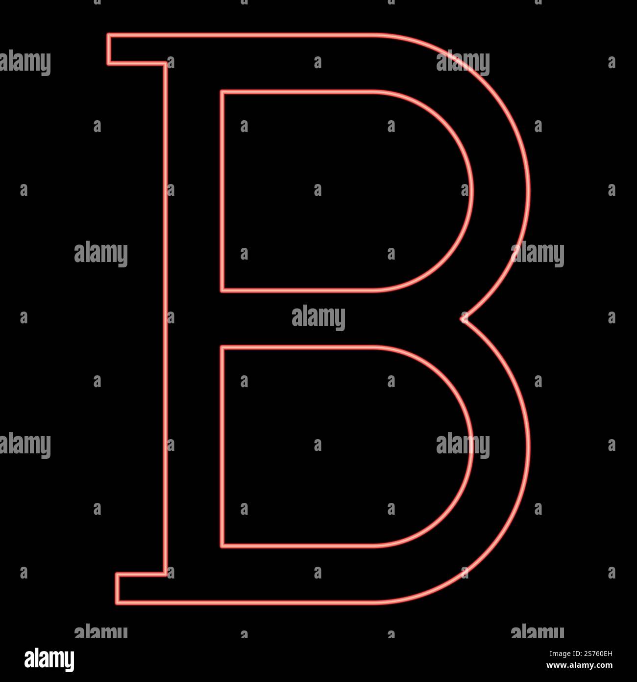 Neon beta greek symbol capital letter uppercase font red color vector ...