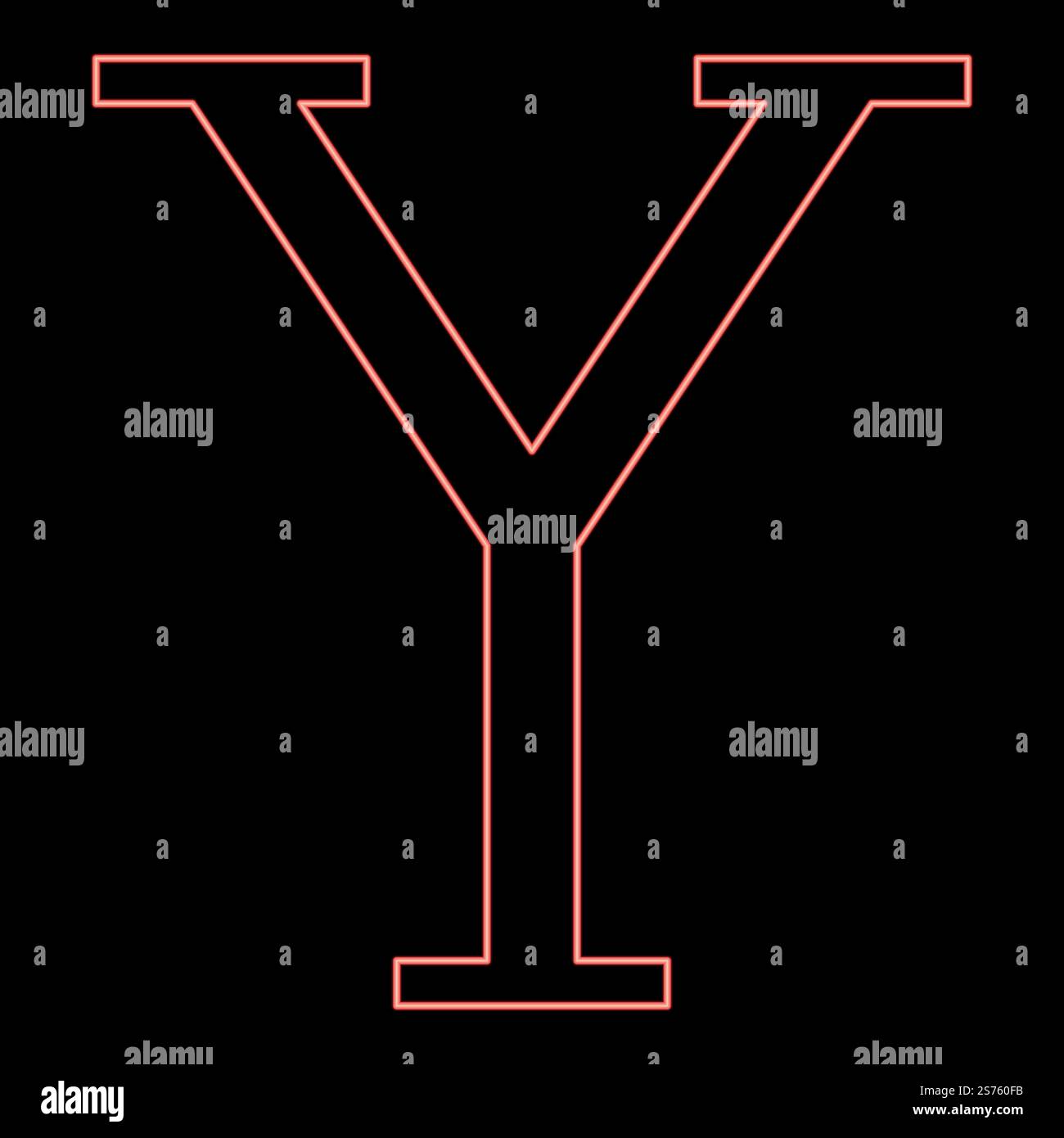 Neon upsilon greek symbol capital letter uppercase font red color ...