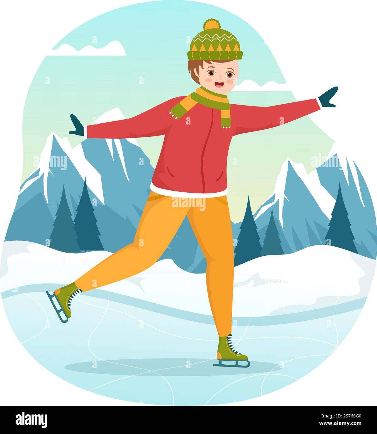 People Skating on Ice Rink Wearing Winter Clothes for Outdoor Activity ...