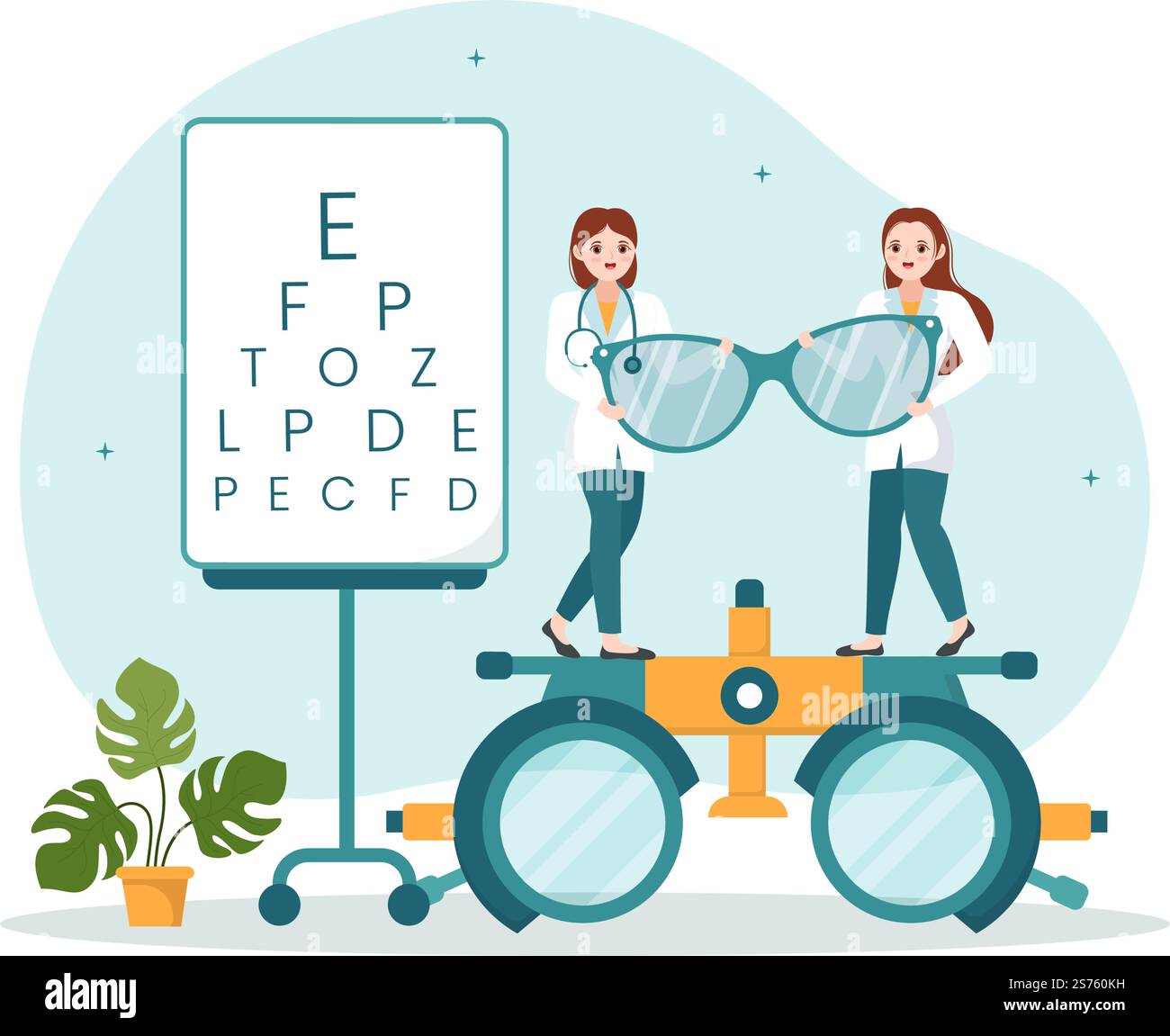 Optometrist with Ophthalmologist Checks Patient Sight, Optical Eye Test ...