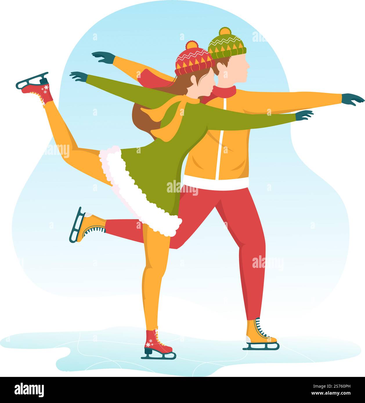 People Skating on Ice Rink Wearing Winter Clothes for Outdoor Activity ...