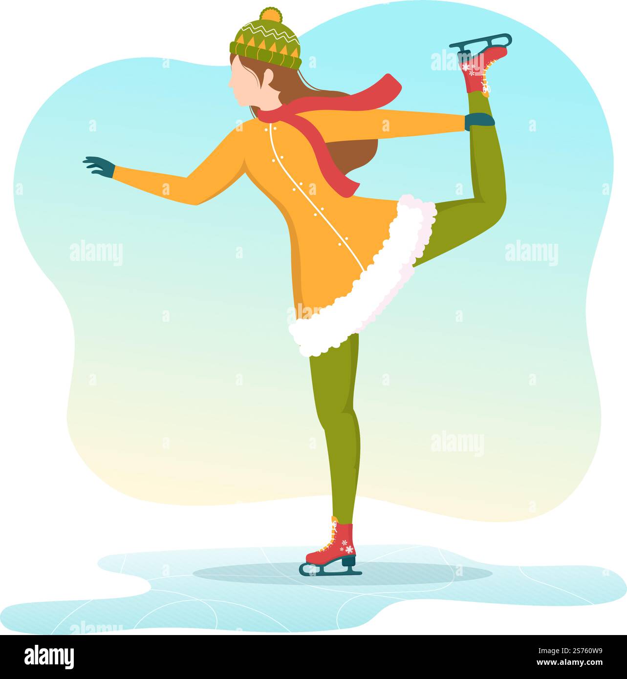 People Skating on Ice Rink Wearing Winter Clothes for Outdoor Activity ...