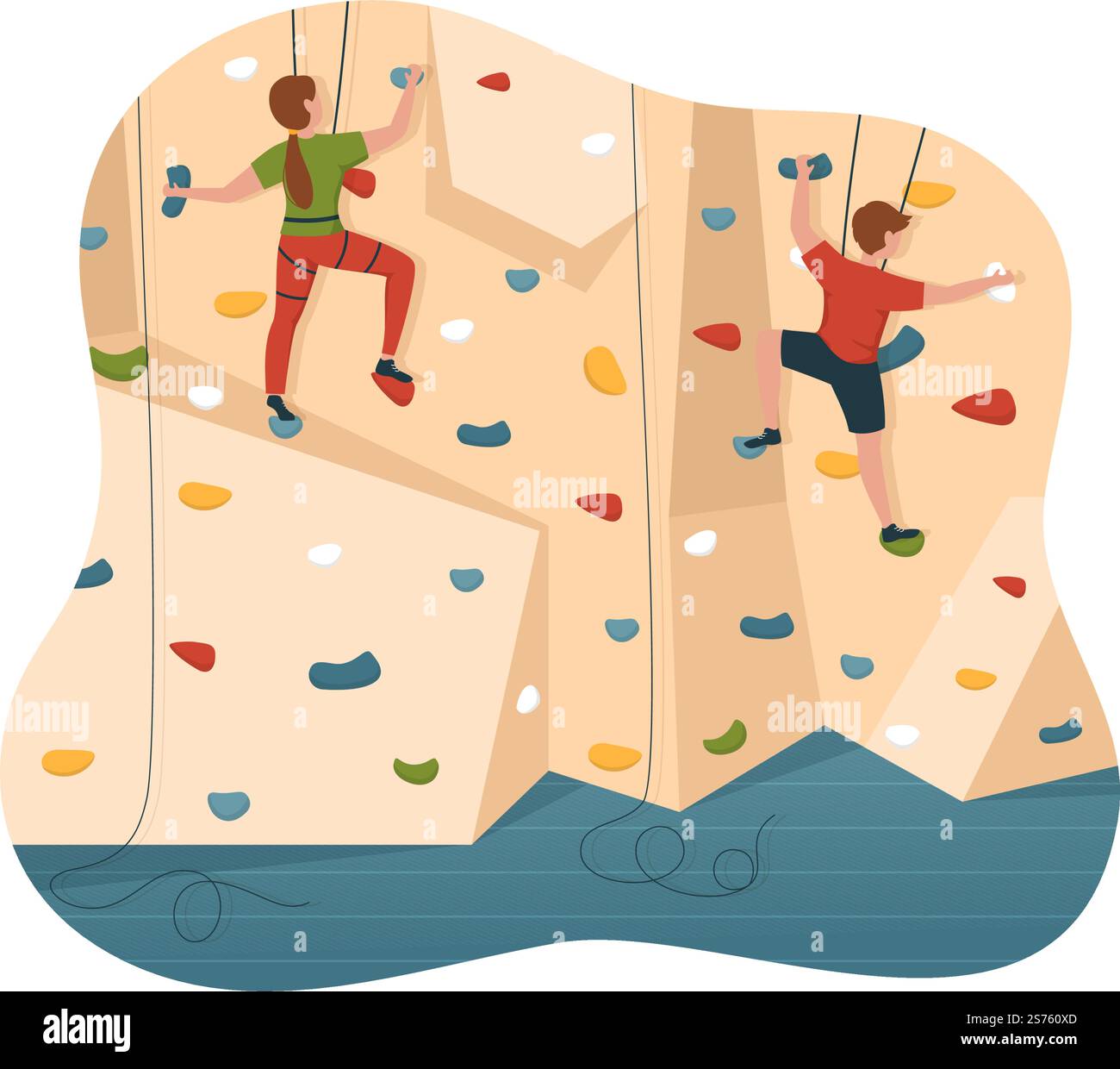 Cliff Climbing Illustration with Climber Climb Rock Wall or Mountain ...