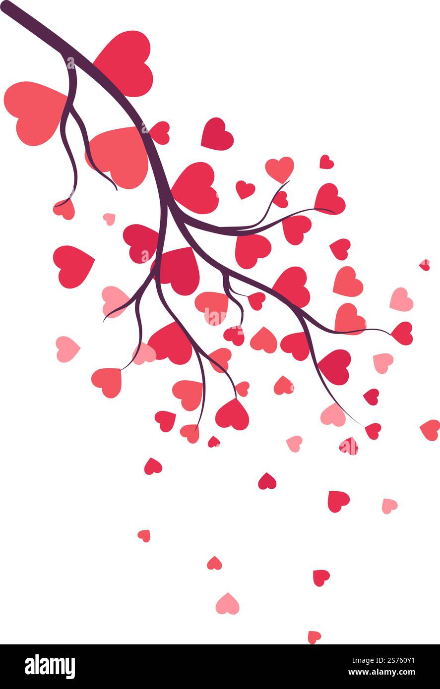 Valentine’s day tree branch. Festive design element for the valentine ...