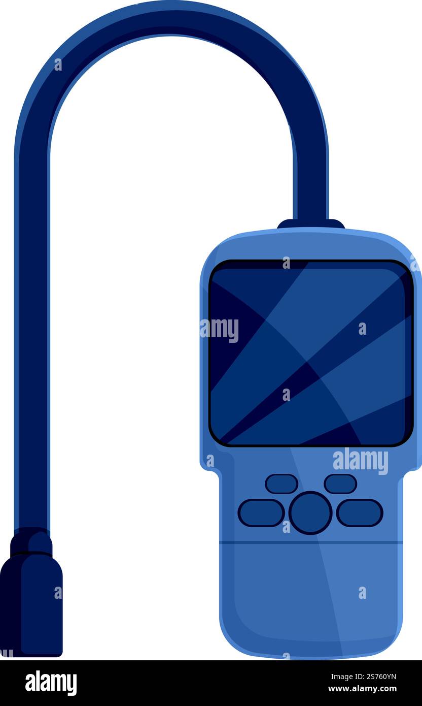 Wired gas detector icon cartoon vector. Leak monitor. Digital ...