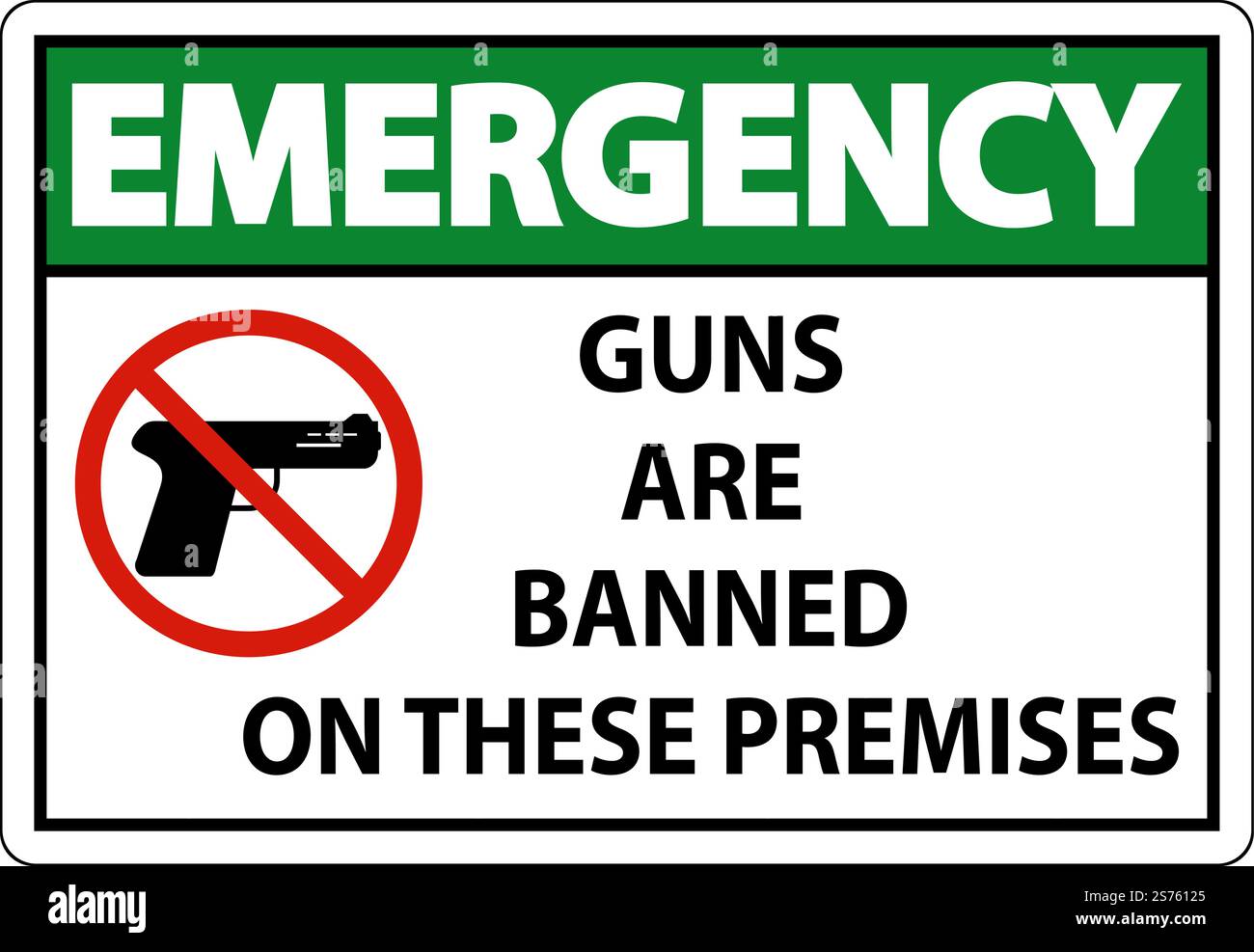 Safety First Prohibition sign guns, No guns sign On White Background ...