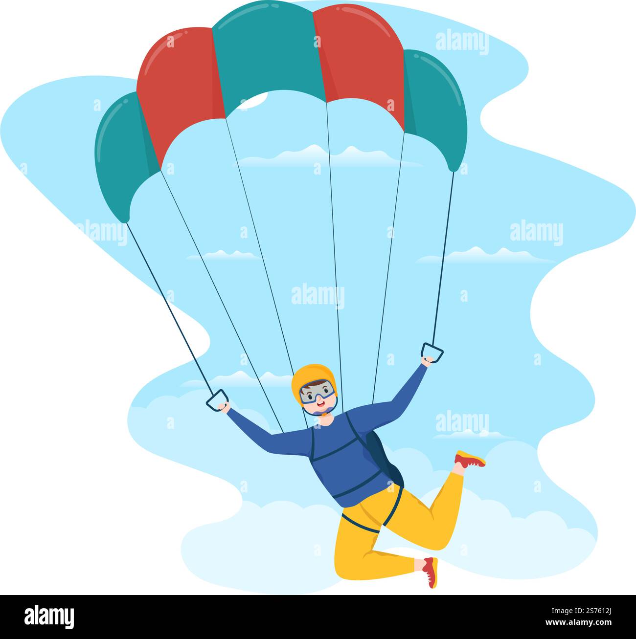 Skydiving Illustration with Skydivers use Parachute and Sky Jump for ...