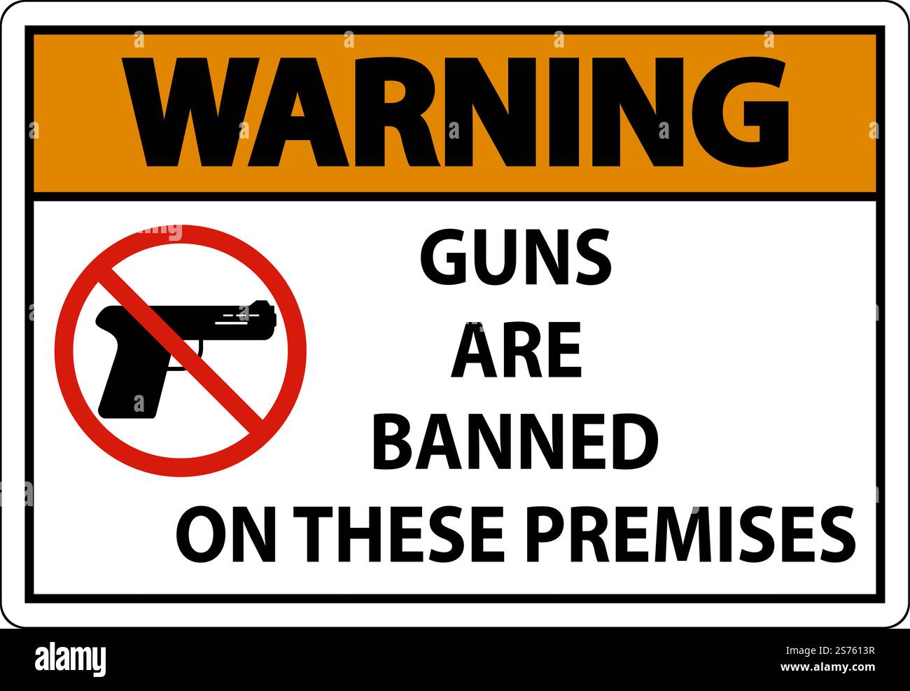 Warning Prohibition sign guns, No guns sign On White Background Stock ...