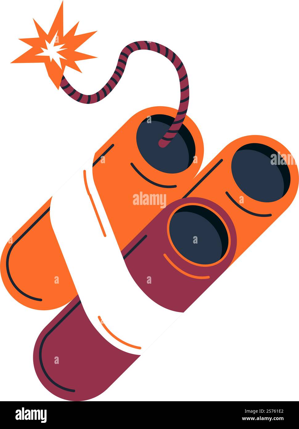 Burning dynamite with destructive and powerful force. Bomb or grenade ...