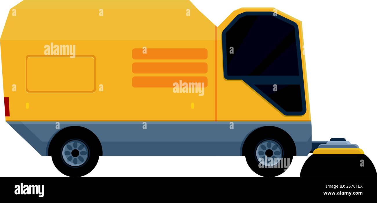 Refuse sweeper icon cartoon vector. Street truck. Clean side. Refuse ...