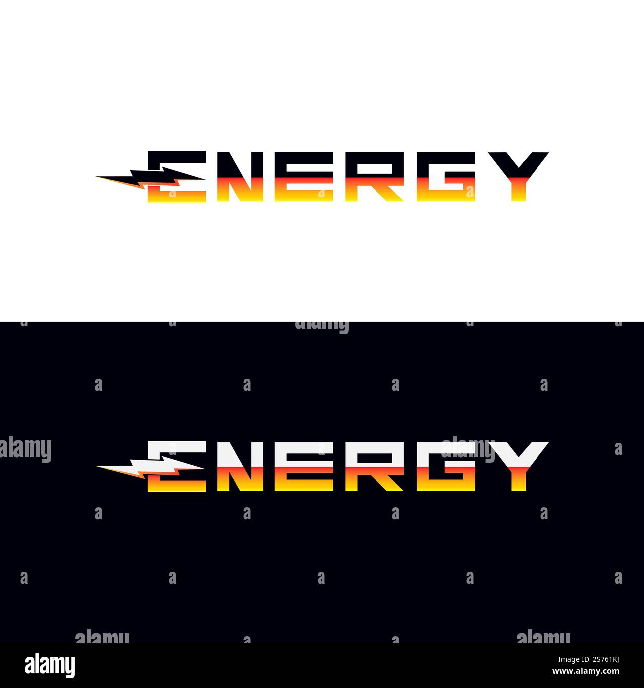 Energy text font dynamic logo with lightning - modern energy logo Stock ...