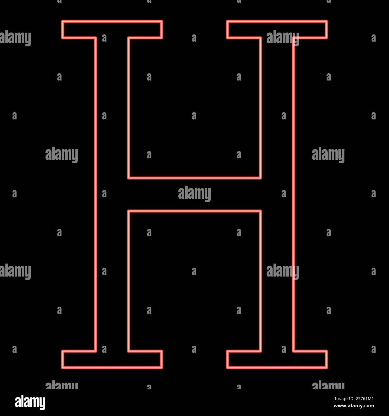 Neon eta greek symbol capital letter uppercase font red color vector ...