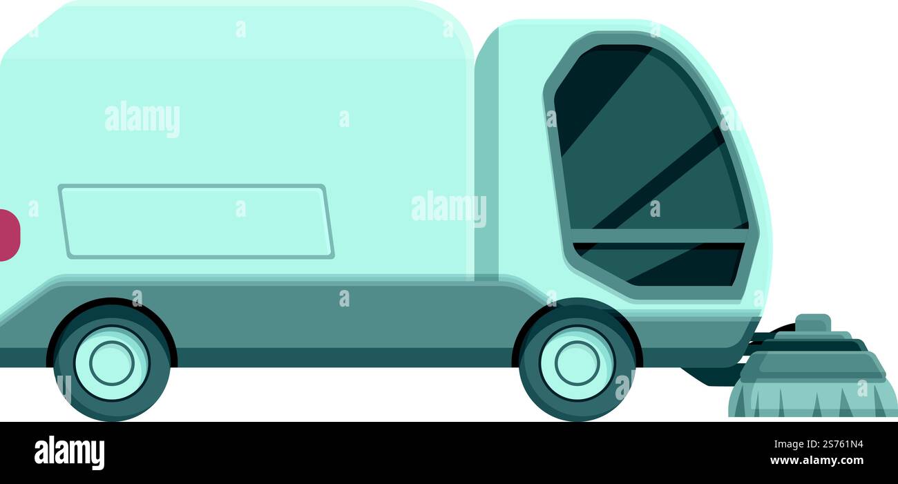 Vacuum sweeper icon cartoon vector. Street truck. Clean side. Vacuum ...