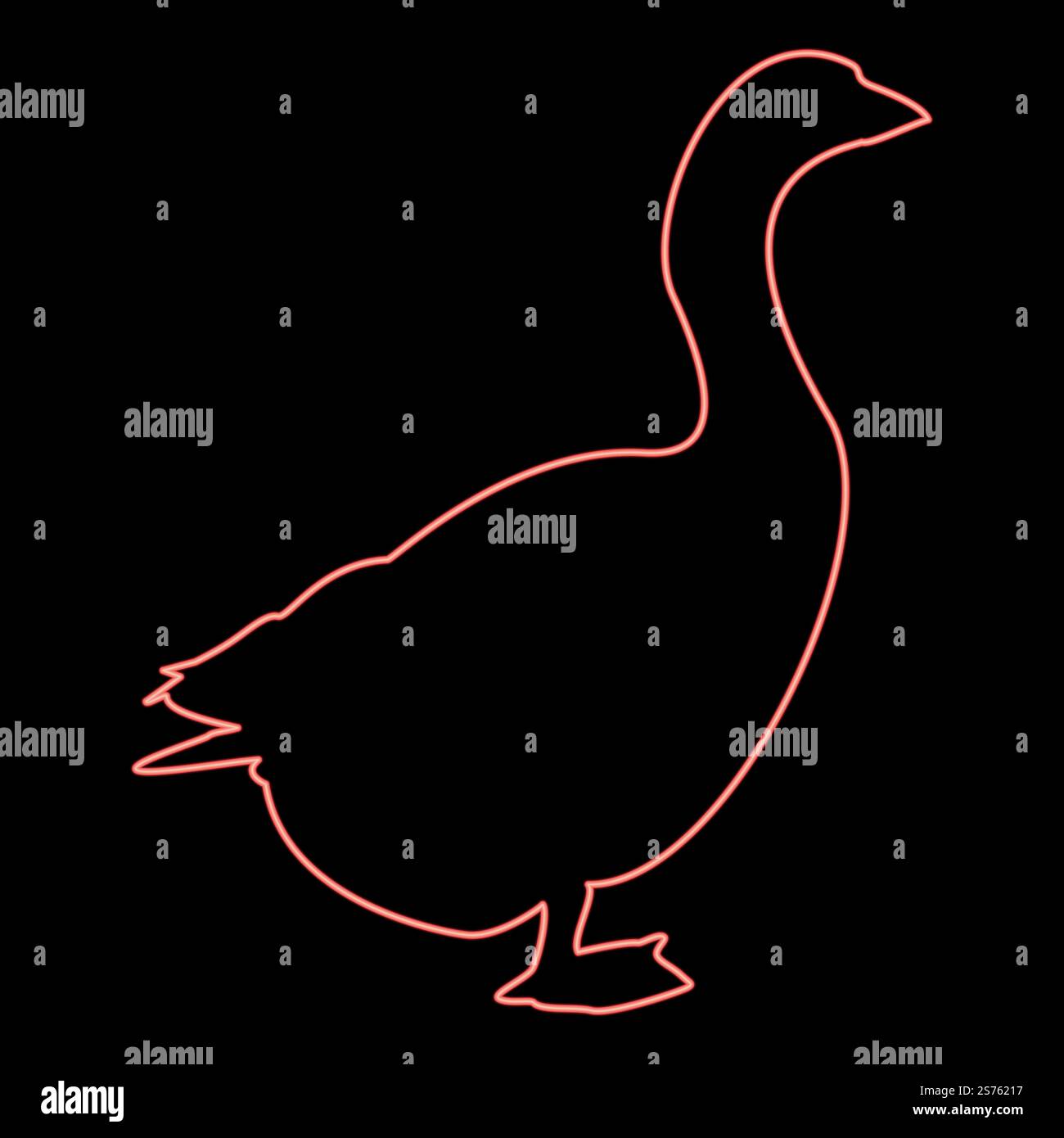 Neon goose Gosling Geese Anser Gander red color vector illustration ...