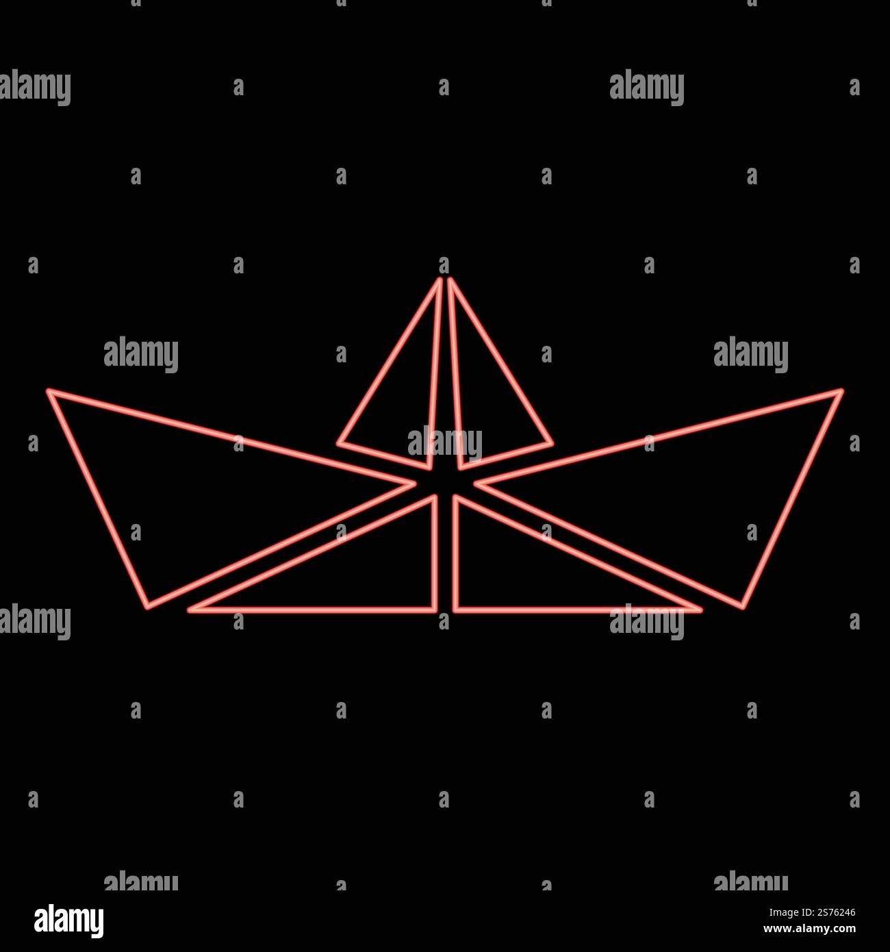 Neon paper ship Boat origami red color vector illustration image flat ...