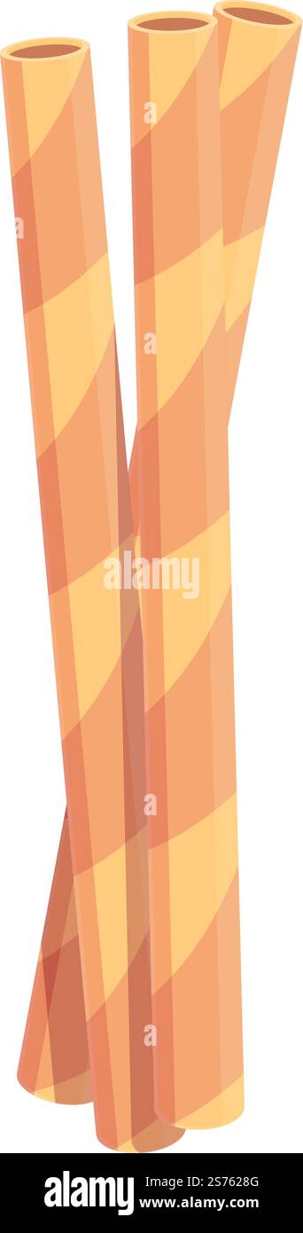 White wafer rolls icon cartoon vector. Biscuit stick. Cookie cream ...