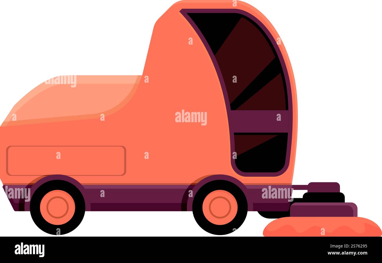 Road sweeper icon cartoon vector. Street truck. Cleaning machine. Road ...