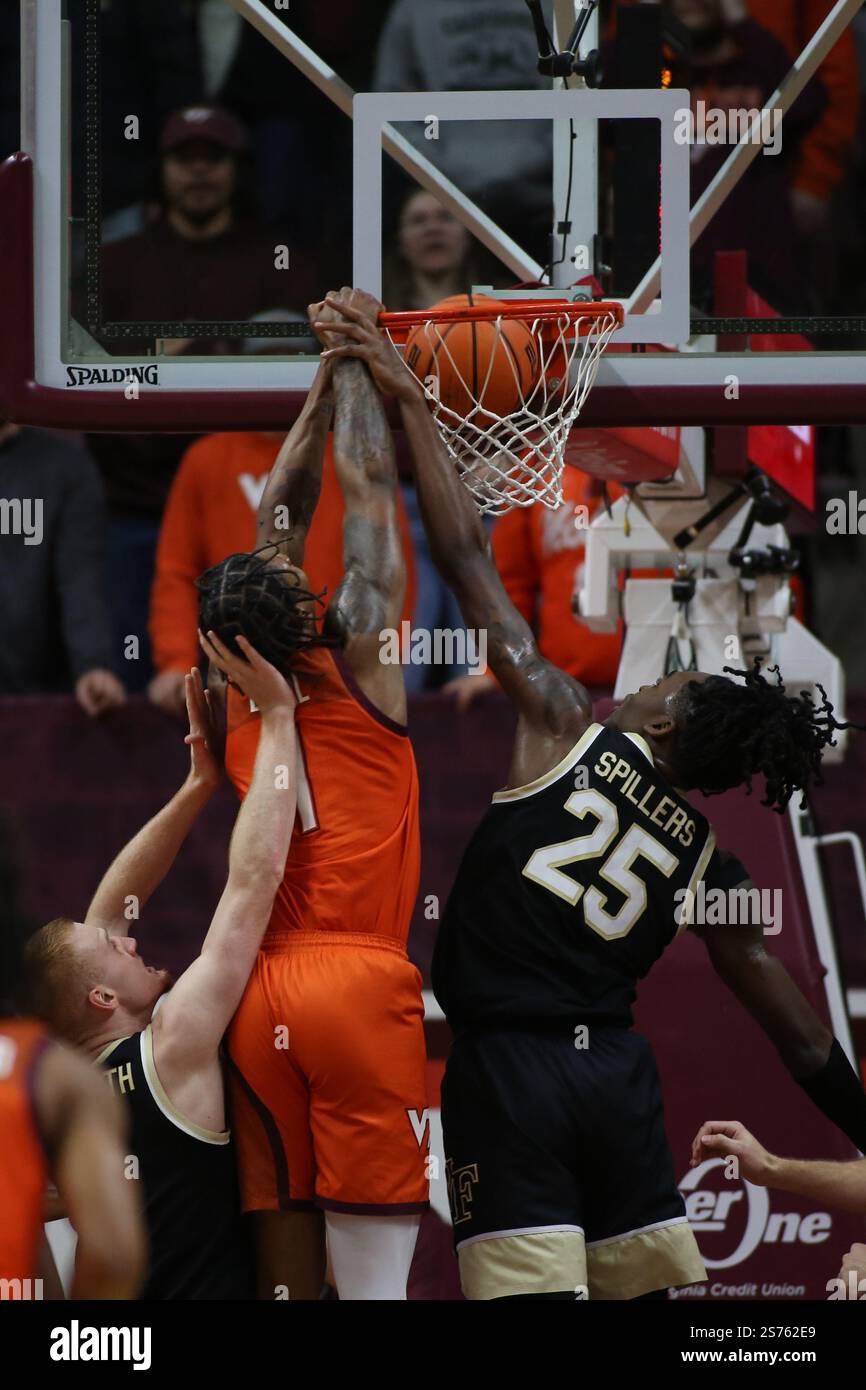 Blacksburg, VA, USA. 18th Jan, 2025. Virginia Tech Hokies forward Tobi ...