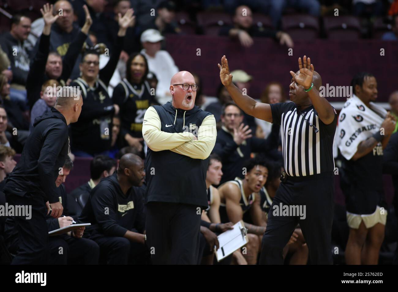 Blacksburg, VA, USA. 18th Jan, 2025. Wake Forest Demon Deacons head ...