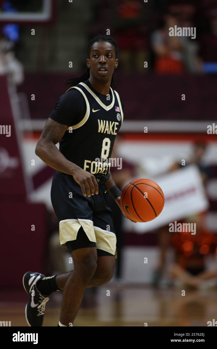 Blacksburg, VA, USA. 18th Jan, 2025. Wake Forest Demon Deacons guard Ty ...