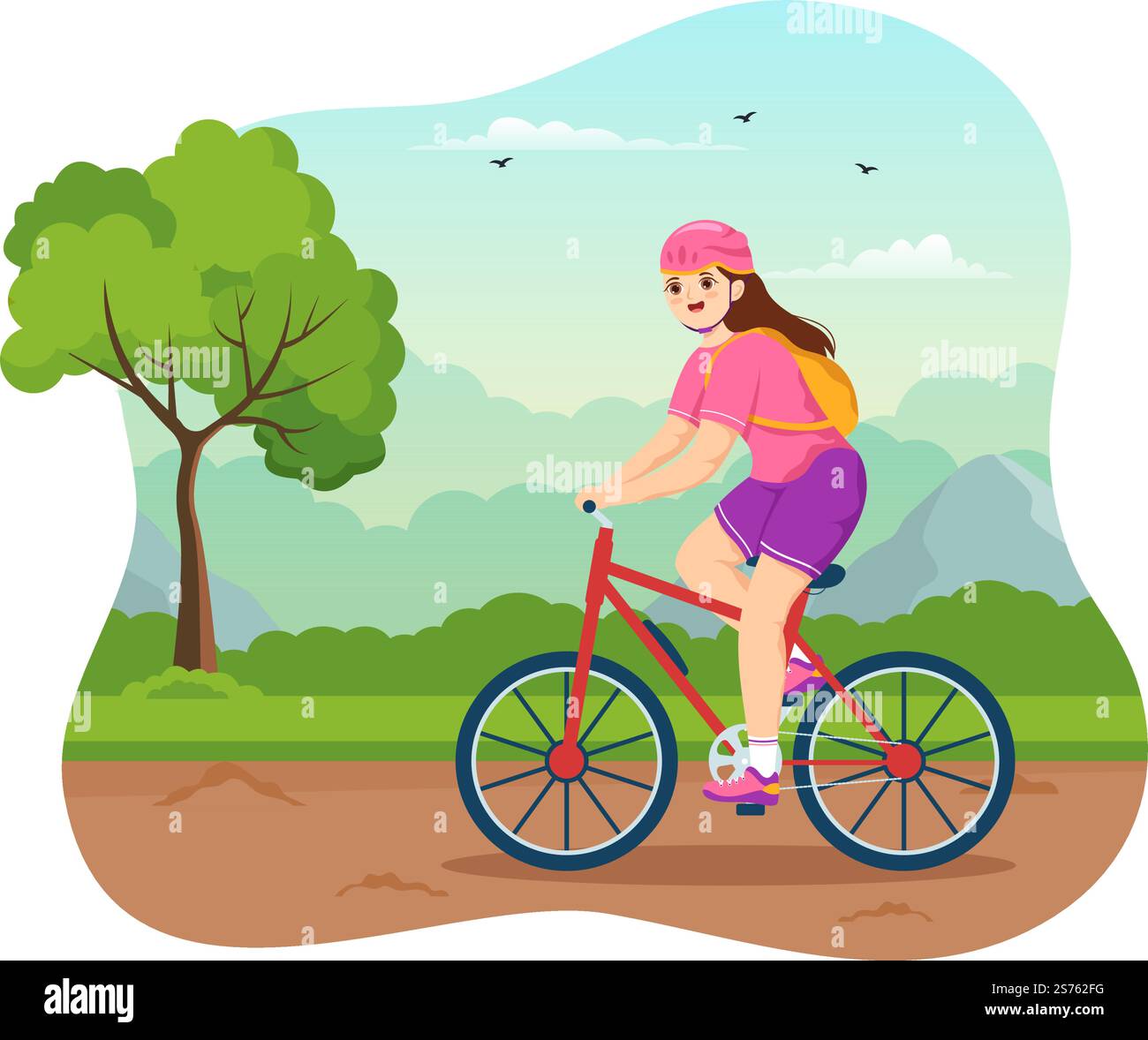 Mountain Biking Illustration with Cycling Down the Mountains for Sports ...