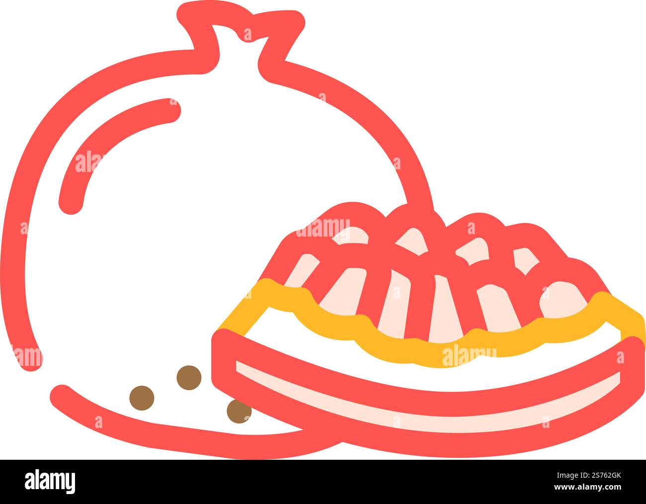 whole cut pomegranate color icon vector. whole cut pomegranate sign ...