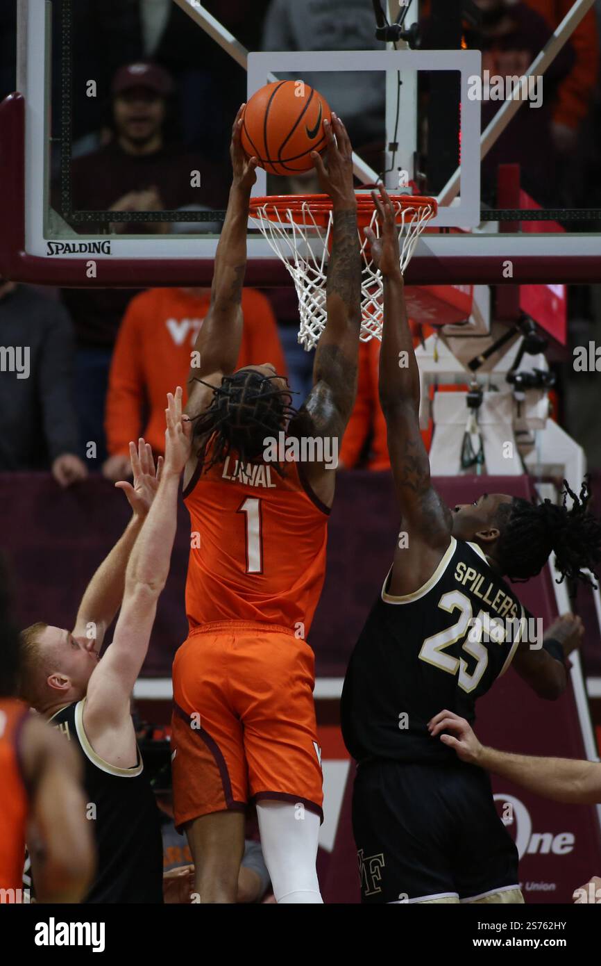 Blacksburg, VA, USA. 18th Jan, 2025. Virginia Tech Hokies forward Tobi ...