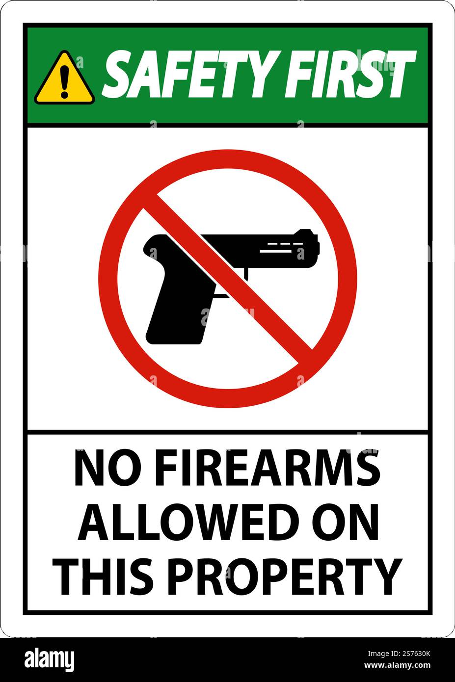 Safety First Sign No Firearms Allowed On This Property Stock Vector ...