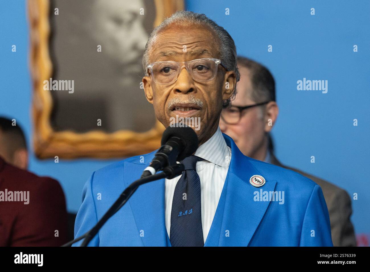 New York, USA. 18th Jan, 2025. Reverend Al Sharpton speaks during ...