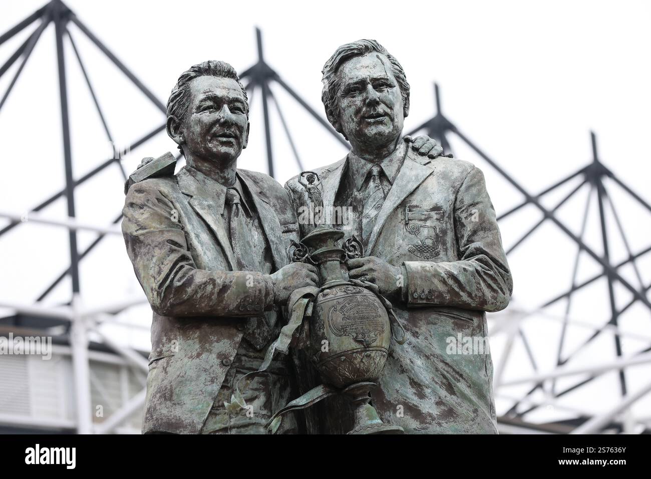 Brian Clough and Peter Taylor statues outside the stadium before the ...