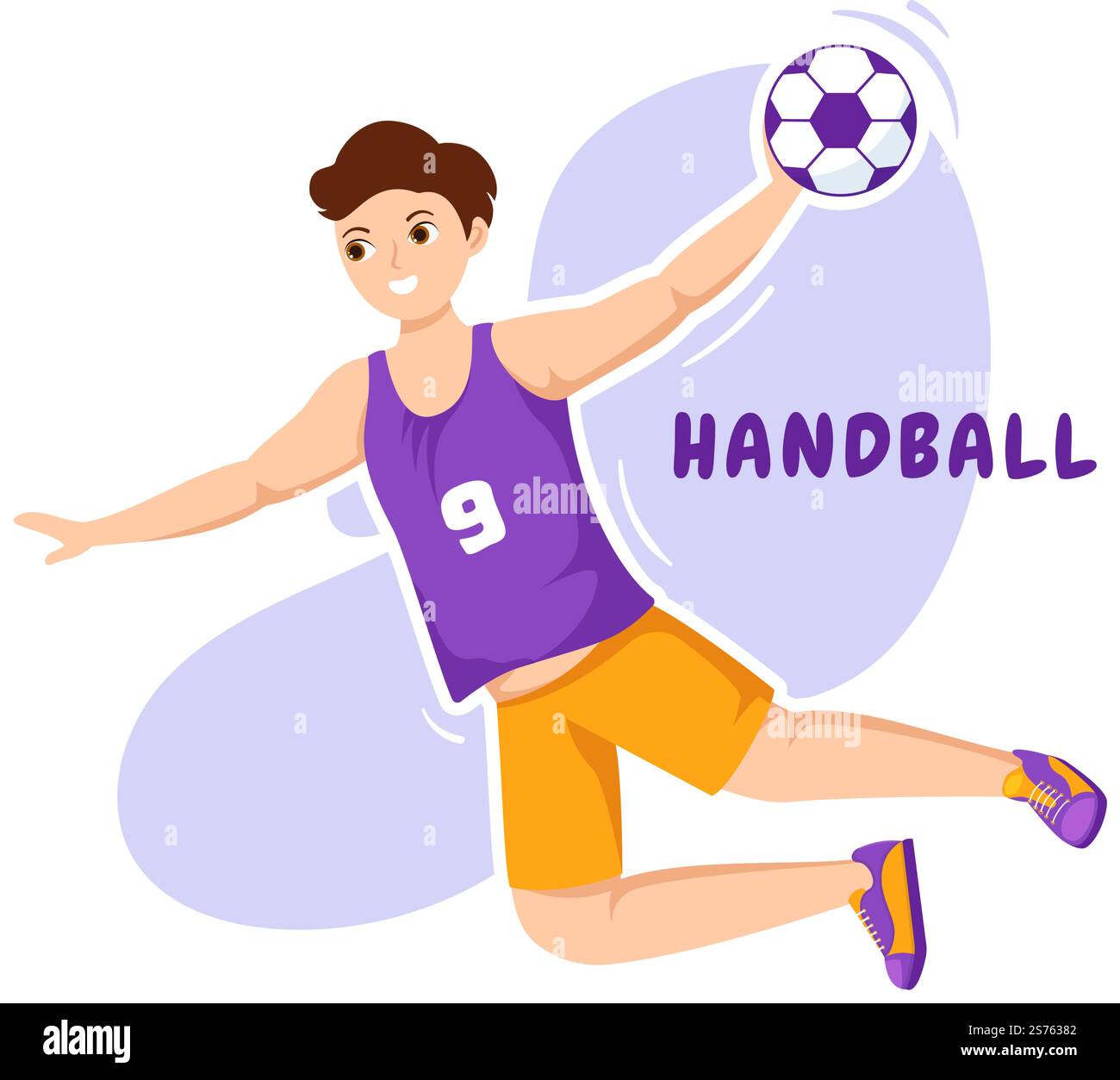 Handball Illustration of a Player Touching the Ball with His Hand and ...