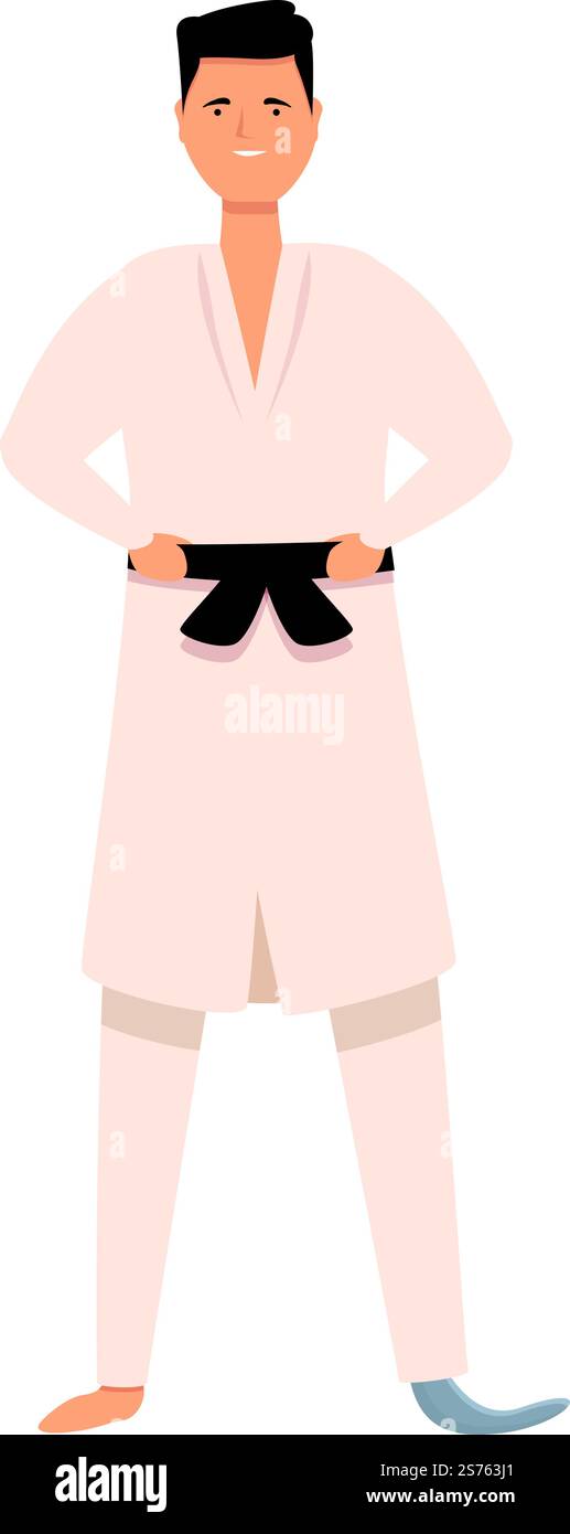 Disabled karate man icon cartoon vector. Physical sport. Person player ...