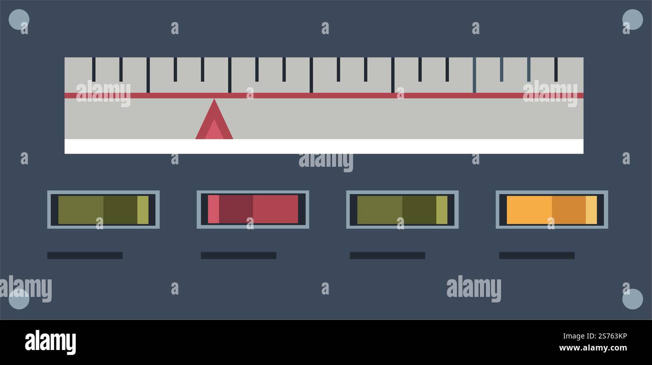 Switchers and buttons on control panel with display and measuring tape ...