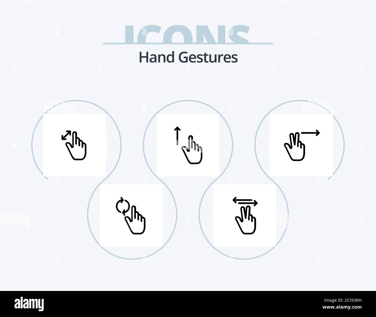 Hand Gestures Line Icon Pack 5 Icon Design. left. fingers. touch. hand. gesture Stock Vector ...