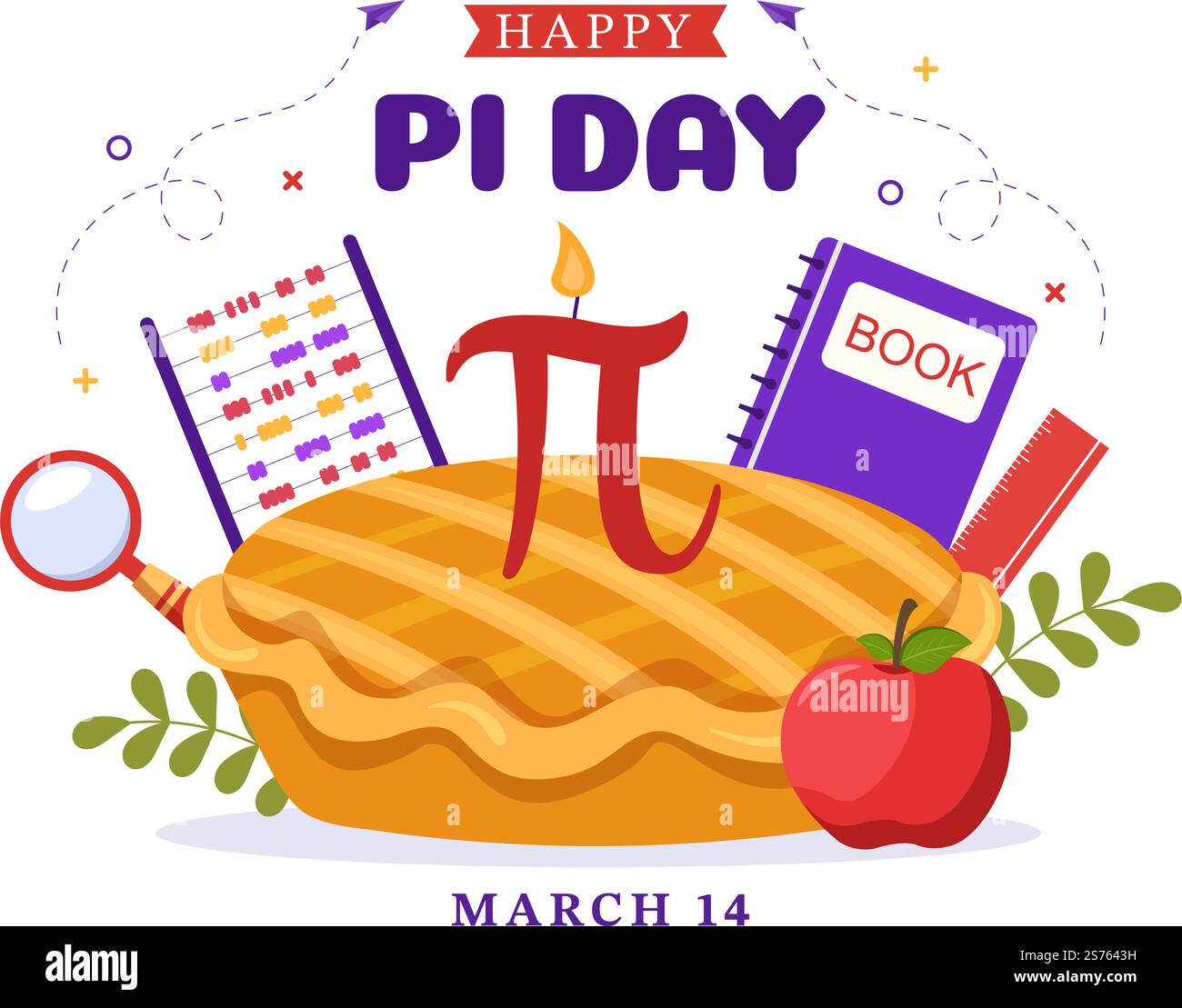 World Pi Day Illustration with Mathematical Constants, Greek Letters or Baked Sweet Pie for ...