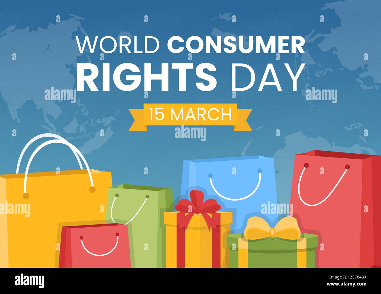 World Consumer Rights Day Illustration with Shopping, Bags and Needs of ...