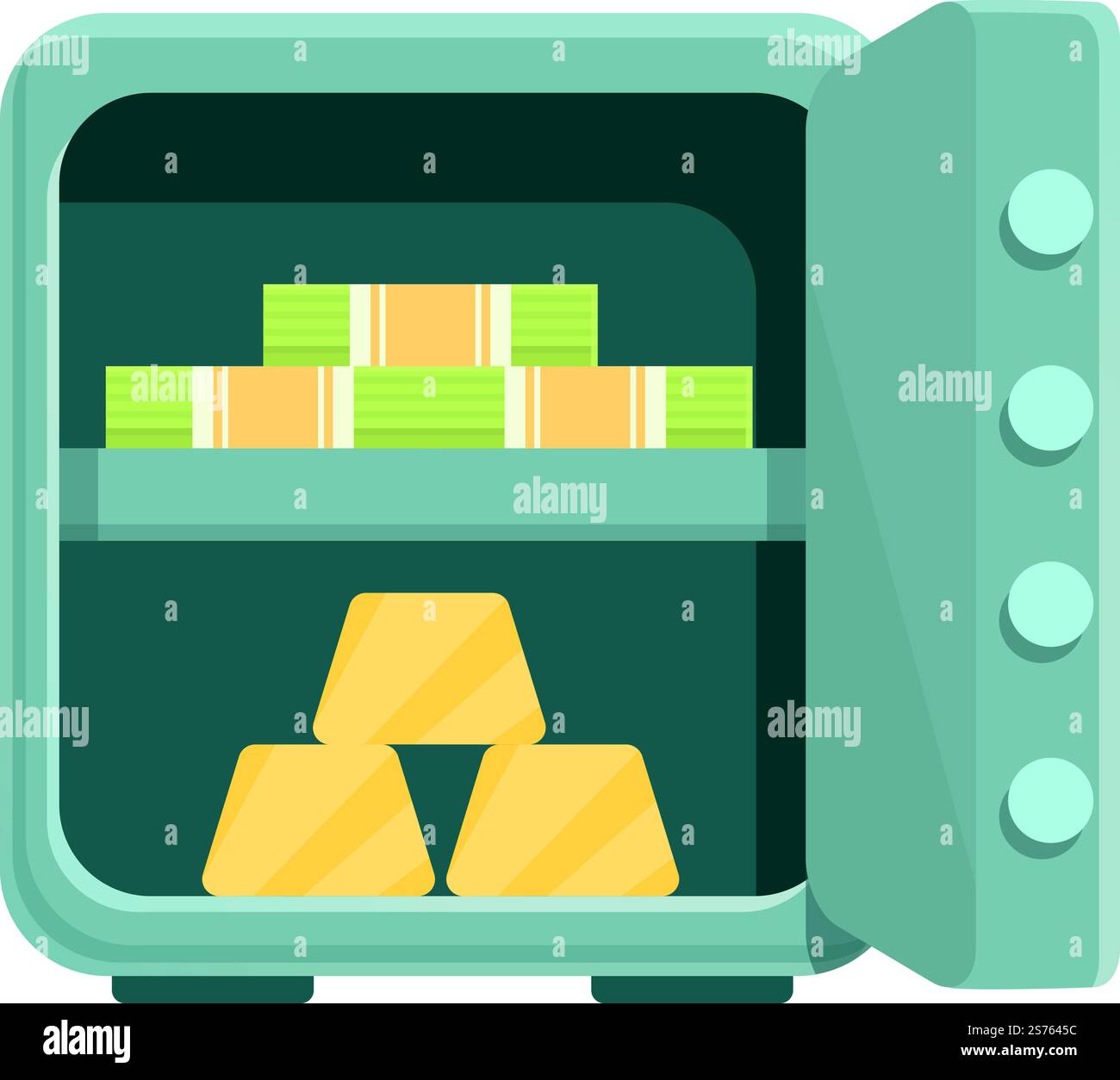Gold cash safety icon cartoon vector. Safe box. Secure steel. Gold cash ...