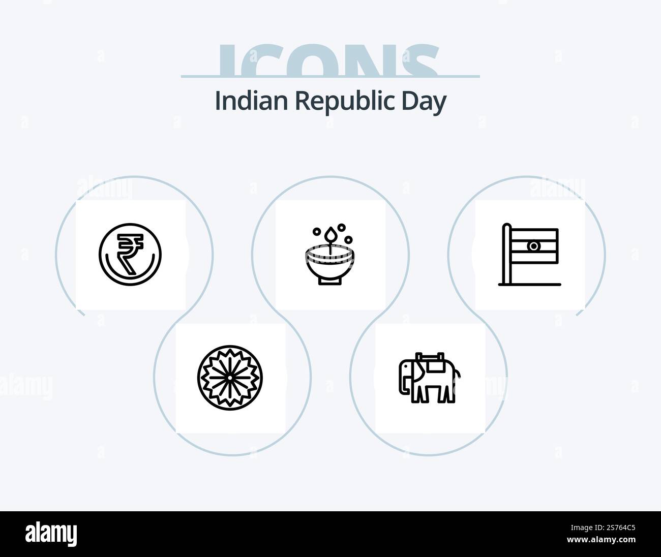 Indian Republic Day Line Icon Pack 5 Icon Design. indian. rupee ...