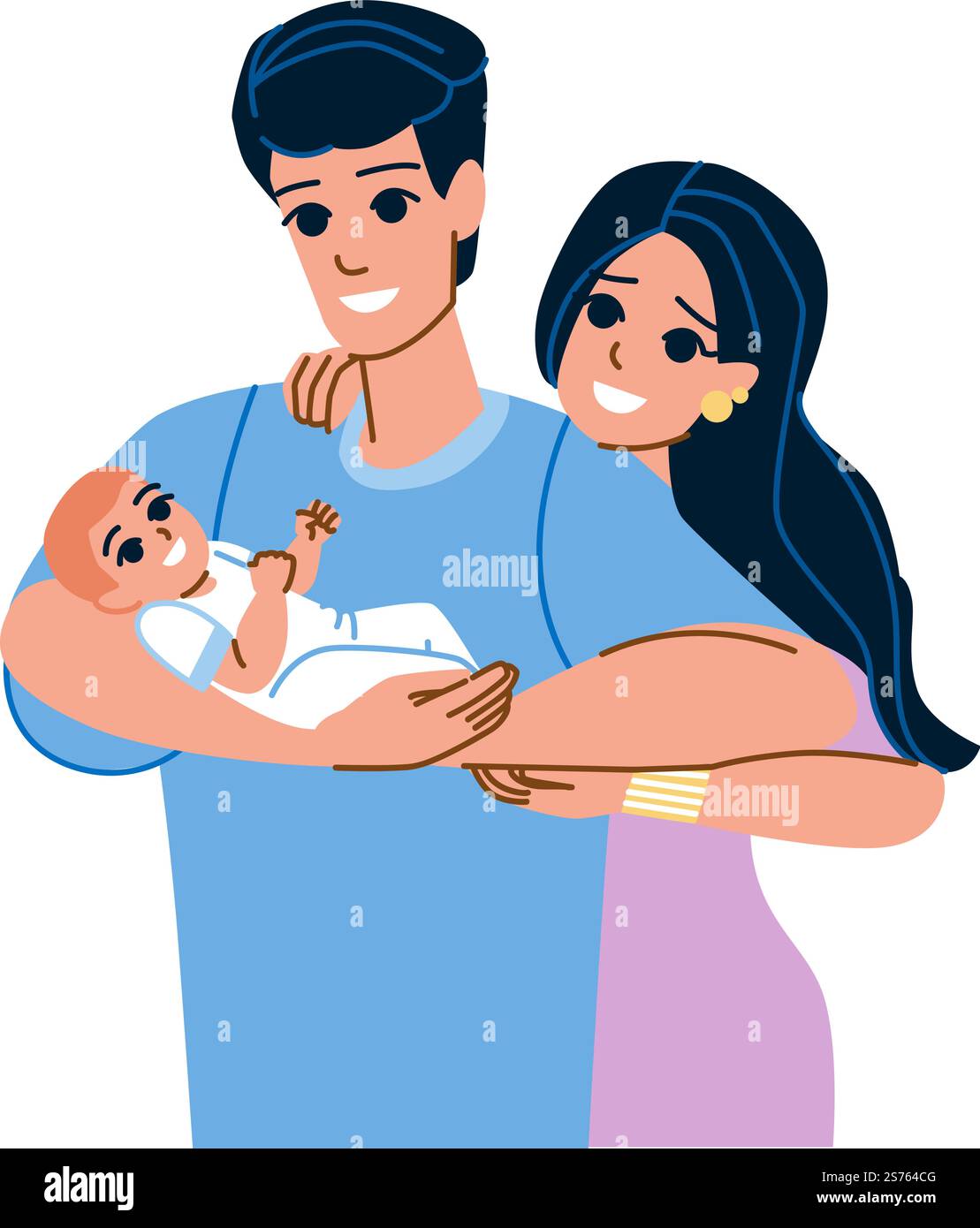 family newborn vector. baby mother, infant child, care family, little ...