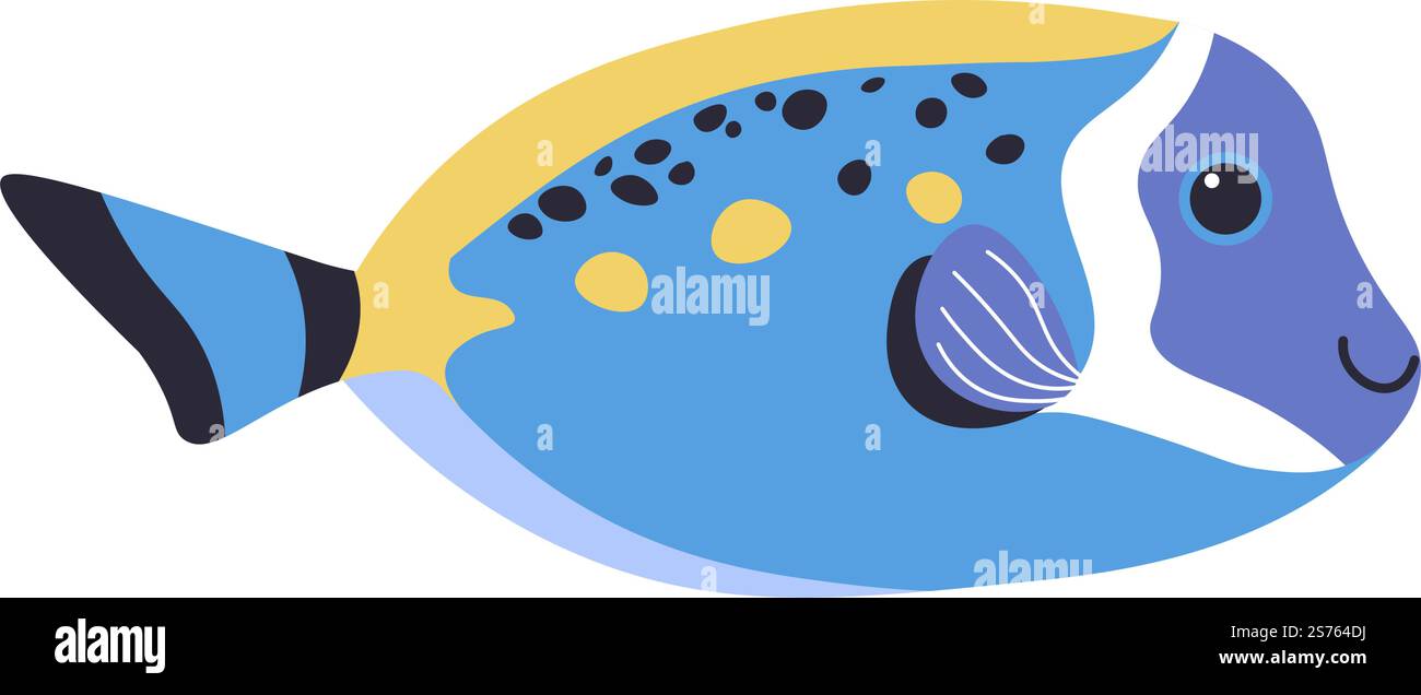 Sealife biodiversity, isolated icon of fish with scale, fins, and tail ...