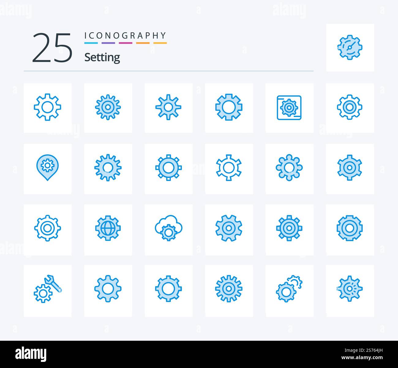 Setting 25 Blue Color icon pack including cogs. location. box. setting ...