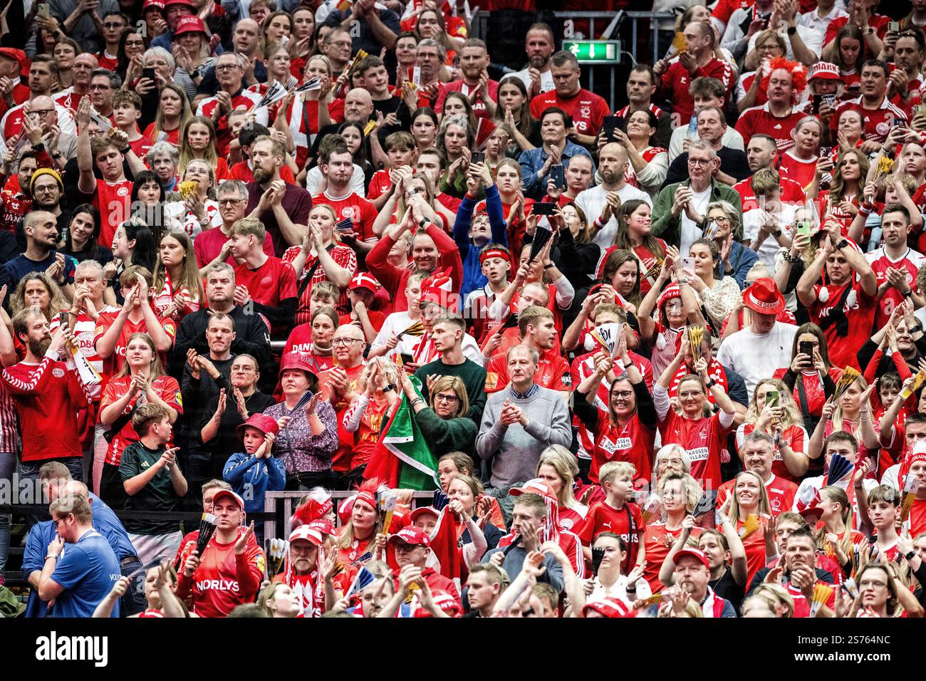 Herning, Denmark. 18th Jan, 2025. Handball fans of Denmark seen on the ...