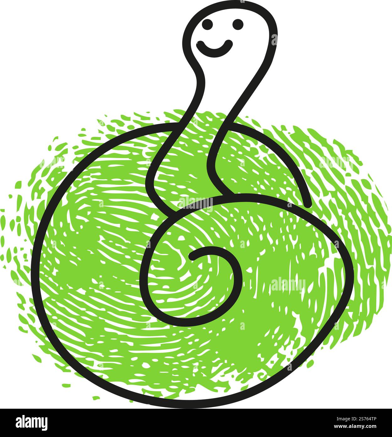 Snake thumbprint, isolated portrait of limbless reptile. Smiling cute ...